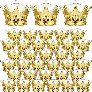 Honeydak Gold Fillable Crown with Dome Party Favors Decorative Crown Candy Storage Boxes Fillable Golden Crown Candy Containers for Baby Shower Princess Birthday Party Supplies (36 Pieces)