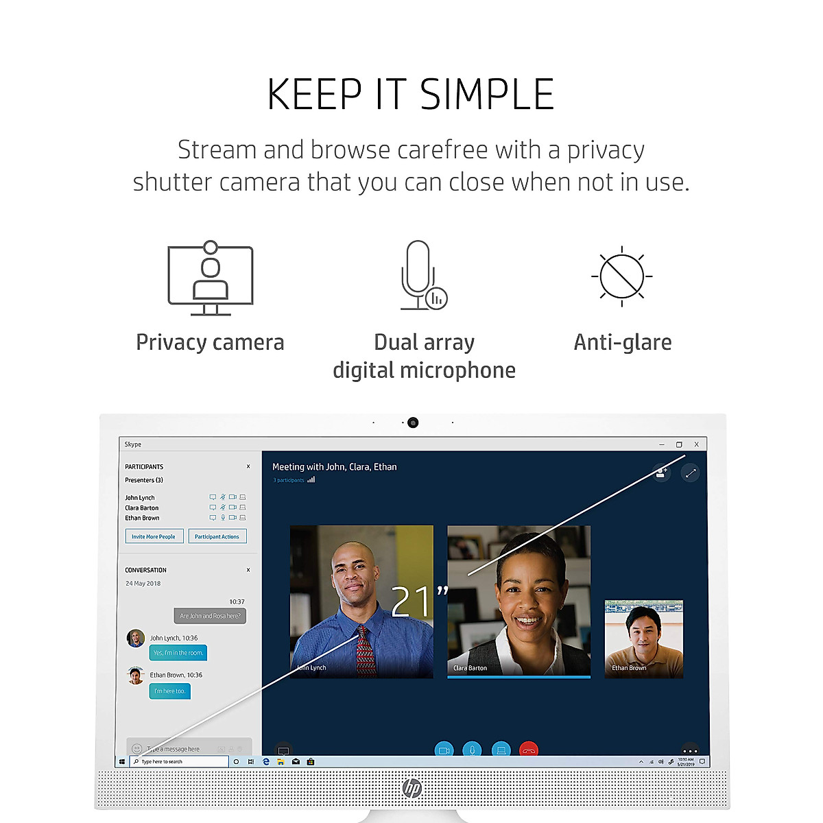HP 21 All-in-One PC, Intel Pentium Silver J5040 Quad-Core Processor, 4 GB RAM, 128 GB SSD Storage, 20.7-inch Full HD Display, Windows 10 Home with Enhanced Security, Privacy Camera (21-b0020, 2020)
