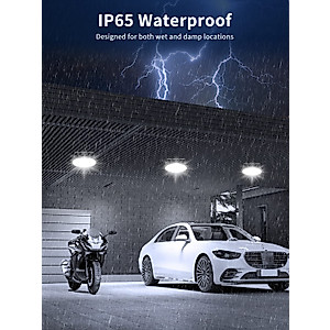 4 Pack LED High Bay Light|100W 10000LM UFO LED High Bay Light|6500K Daylight LED Shop Light|IP65 Waterproof LED Commercial Warehouse Area Light|LED Garage Light for Garage Gym Factory Warehouse