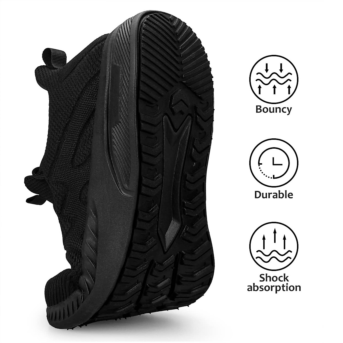 Feethit Running Shoes for Women Non Slip Walking Tennis Shoes Slip Work Fashion Gym Sneakers Black 9