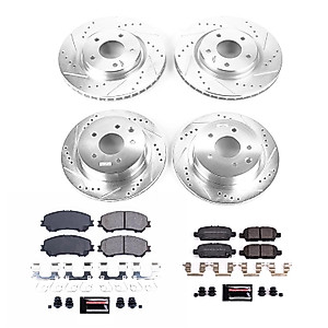 Power Stop K7035 Front and Rear Z23 Carbon Fiber Brake Pads with Drilled and Slotted Brake Rotors Brake Kit For Rogue | Rogue Sport [Application Specific]