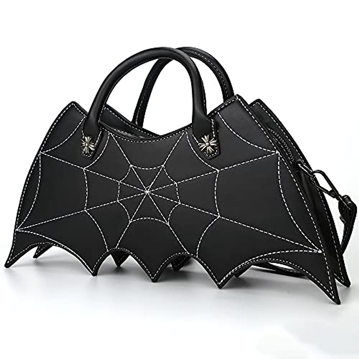 Ondeam Bat wing Shoulder bag,PU Spider Web Crossbody Handbag for Women(Black)