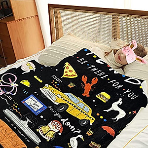 Friends Blanket,Friends TV Show Gifts,Friends TV Show Merchandise,Double Sided Print Throw Soft Warm Lightweight Blanket for Friends Fans Birthday Christmas,Home Living Room Decor Black 51"x59"