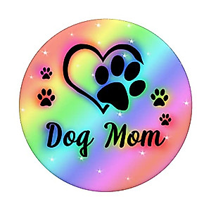 Cute Dog Paw Print Heart Rainbow Puppy Dog Mom PopSockets Swappable PopGrip