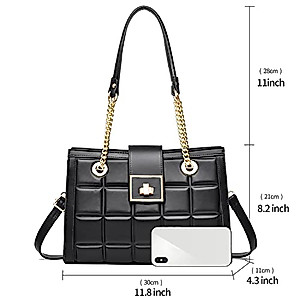 XIAOYU Shoulder Handbags for Women Fashion Purses with Chain Strap Ladies Satchel Crossbody bags (2-Black)