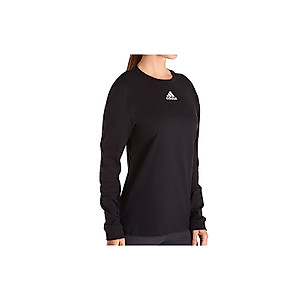adidas Women's Amplifier Cotton Long Sleeve Crew Neck Tee 12HM M Black