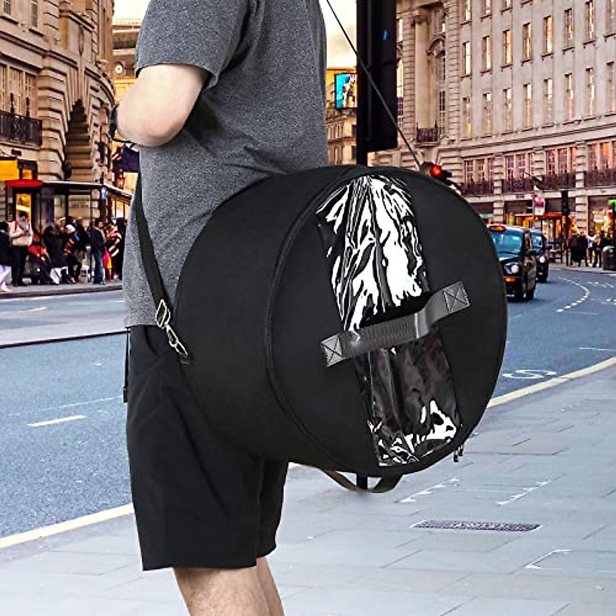 LITLANDSTAR Hat Organizer for Women and Men, Round Hat Storage Box Portable Felt Hat Container Foldable Hat Holder with Dust Proof Lid, Hat Rack for Closet or Travel (17" D x 10" H, Black)