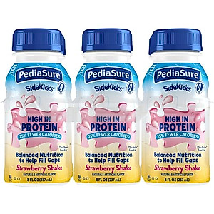 PediaSure SideKicks, 6 Shakes, Kids Protein Shake, With Key Nutrients and Protein to Help Kids Catch Up on Growth and Help Fill Nutrient Gaps, Strawberry, 8 fl oz
