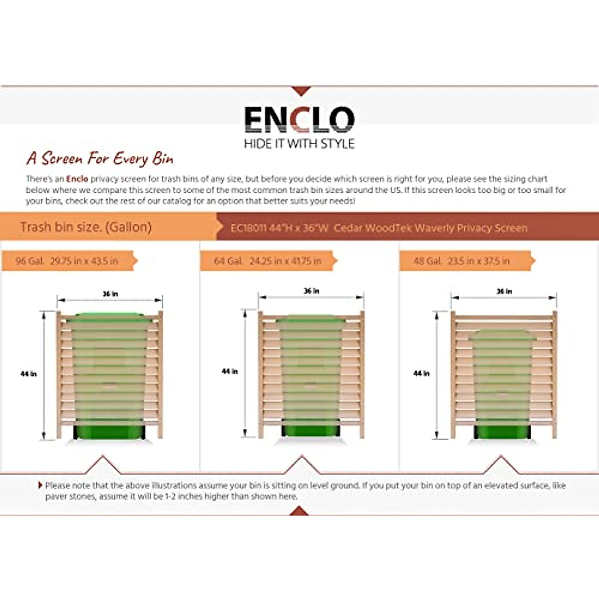 Enclo Privacy Screens EC18011 4ft H x 3ft W Waverly Outdoor Privacy Fence Panel Screen No Dig WoodTek Vinyl Louvered Kit (2-Pack), Cedar Color