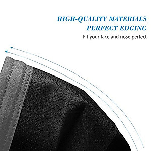 Taimu TM Black Disposable Face Masks for Protection 50 Packs, Safety Masks Black Dust Disposable Masks for men women