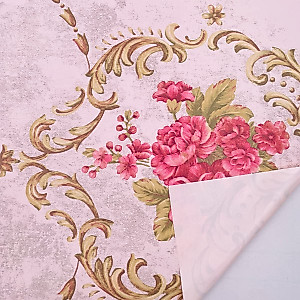 Yifasy Shelf Liner Pink Royal Floral Peel & Stick Dresser Drawer Wall Paper Furniture Refurbished Sticker Waterproof 118x17.7 Inch