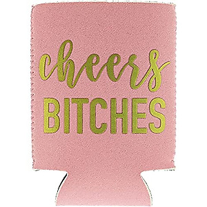 12 oz Cheers Bitches Neoprene Can Cooler Sleeves for Soda, Beer, Beverages (3 Pack)