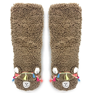 ooohyeah Women’s Super Soft Pet Llama Call You Sherpa Slippers One Size