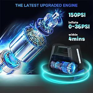 Generic Tire Inflator Portable Air Compressor, Max Air Pressure 150PSI, Dual Power Tire Pump with LED Light for Home, Cars and Other Inflatables 110V AC/12V DC 2-in-1 Air Pump for Car Tires, QB1003