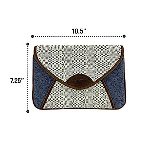 Hide & Drink, Envelope Clutch Bag Handmade from Denim & Raw Canvas, Water Resistant, Durable - Interlaken