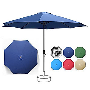 Mansader 11Ft Patio Umbrella Outdoor Table Market Umbrella with 8 Sturdy Ribs (Navy Blue)