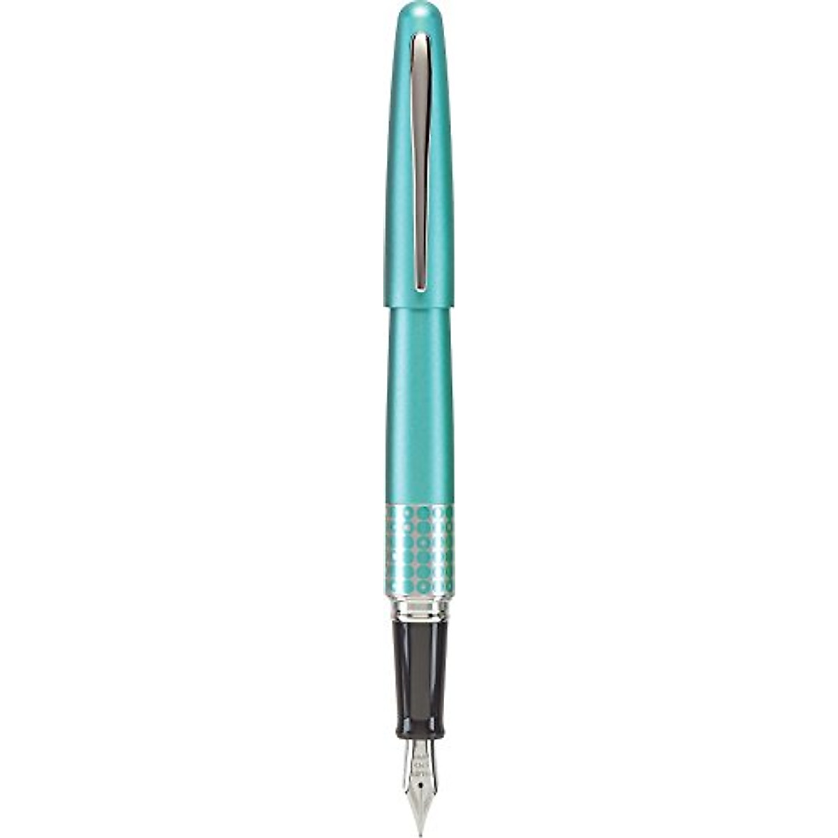 PILOT MR Retro Pop Collection Fountain Pen in Gift Box, Turquoise Barrel with Dots Accent, Fine Point Stainless Steel Nib, Refillable Black Ink (91436)