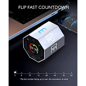 Pomodoro Timer, Magnetic Visual Timer with Flip Countdown, Silent & Alarm, Ideal ADHD Tools for Adults/Kids, Small Cube Digital Timer for for Office Productivity, Kitchen Cooking, Work, Study