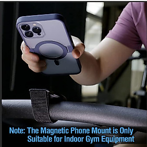 CoStySee Magnetic Phone Mount for Gym,Fitness Mount with Velcro Strap for Watching/Record Video/Taking Photo in Indoor Cycling/Treadmill,Compatible with Magsafe and iPhone 14/13/12 Series…