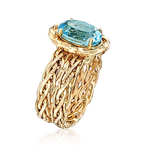 Ross-Simons 4.20 Carat Sky Blue Topaz Woven Ring in 14kt Yellow Gold. Size 9