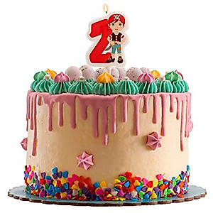 Dekora -345256 Pirate Candle | 2D Pirate Birthday Candle for Children's Cakes - Number 2