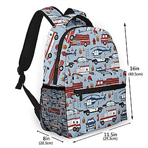 Fire Truck Engine Ambulance Police Car Backpack Preschool Schoolbag Cute Lovely Book Bags Travel Bags Shoulder Backpacks For Boys Girls Children Kids Students Toddler Birthday Party Gifts