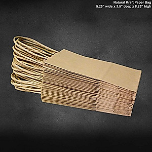 5.25"x3.25"x8" - 100 Pcs - Brown Kraft Paper Bags, Shopping, Mechandise, Party, Gift Bags