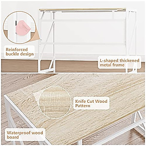 Elephance Folding Desk Writing Computer Desk for Home Office, No-Assembly Study Office Desk Foldable Table for Small Spaces