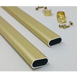 Matte Brass Aluminum Oval Wardrobe Tube Closet Rod with Two End Caps and Screws (30 INCH)
