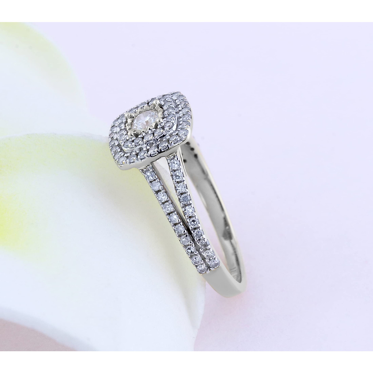 Dazzlingrock Collection 0.60 Carat (ctw) 10K Round Diamond Ladies Split Shank Bridal Engagement Ring, White Gold, Size 6