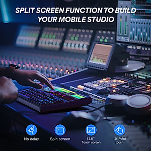 Kwumsy Portable Monitor Split Screen Keyboard Mechanical Multifunctional Keyboard with Built-in 12.6'' Touchscreen USB Expansion Compact 71 Keys RGB LED Backlit N-Key for Windows Mac Android (K2)
