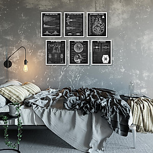 BigWig Prints: Star Wars Blueprints - Star Wars Poster, Starwars Wall Decor, Starwars Posters for Walls, Deathstar, Millennium Falcon, X Wing, Tie Fighter, AT-AT Gifts - Unframed Set of 6 (8x10)