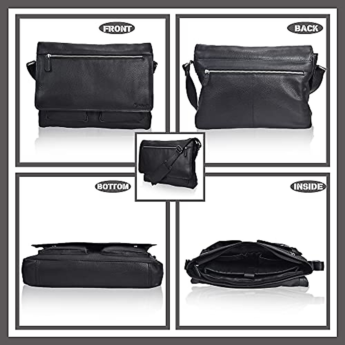 VALENCHI Leather Messenger Bag For Men - Laptop Messenger Briefcase & Shoulder Bag-Office, Work, Travel