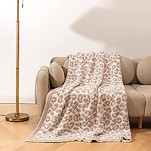 DOOWELL Throw Blanket, Leopard Print Ultra Soft Fleece Blanket, Suitable for Chair Sofa Couch Bed Travel Blanket(50"x70", Cream)