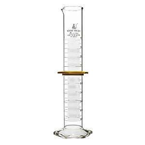 EISCO Graduated Cylinder, 1000mL - ASTM, Class A Tolerance ±3.00mL - Protective Collar, Hexagonal Base - White Graduations - Borosilicate 3.3 Glass