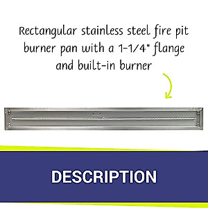 American Fireglass 72" X 6" Stainless Steel Linear Drop-in Fire Pit Pan (T-Burner Included)