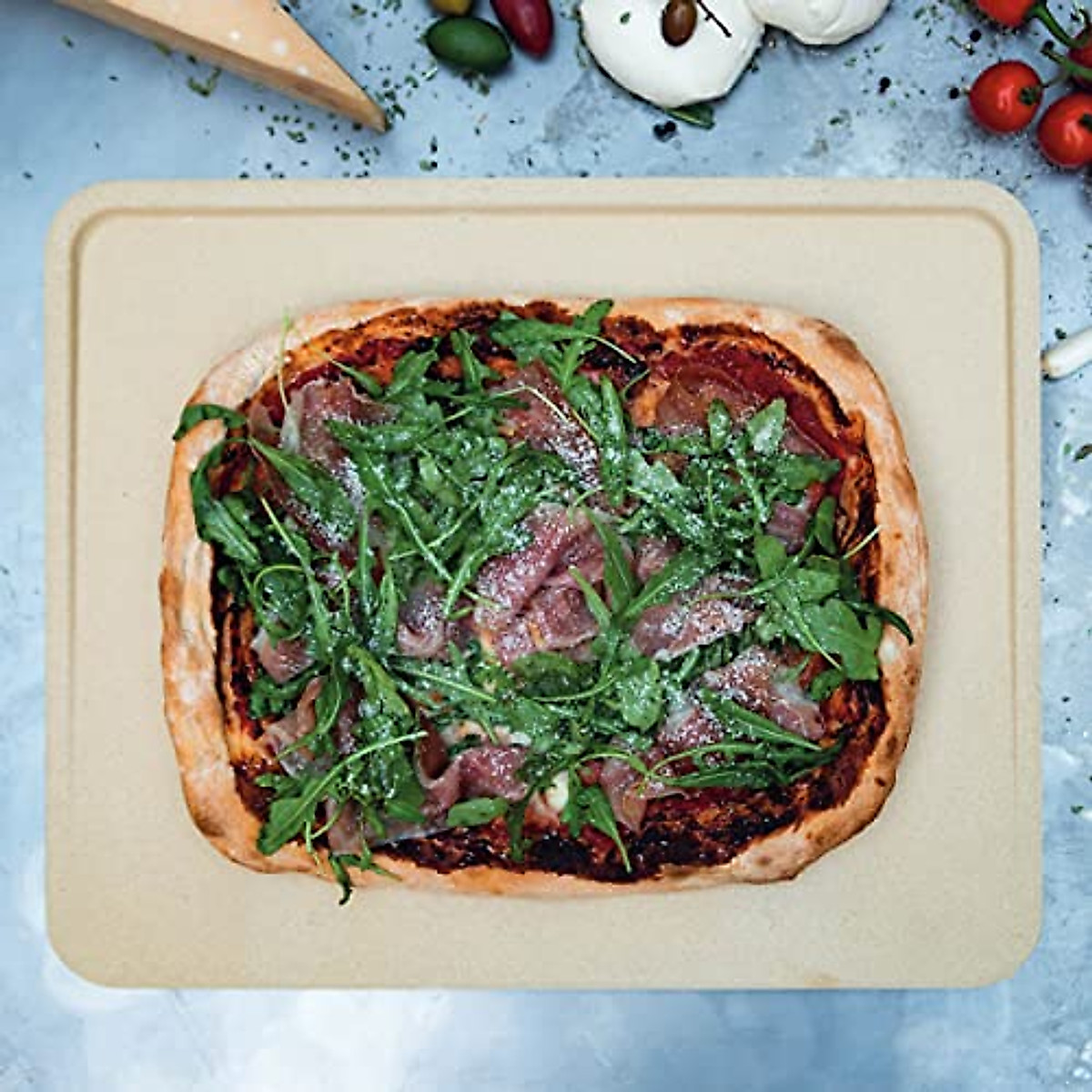 Boska Pizza Stone Plate Deluxe - Best for Oven, BBQ, and Grill - Natural Non-Toxic and Non-Stick Surface - Thermal Shock Resistant Cooking Stone - Heavy Duty Ceramic Cookware