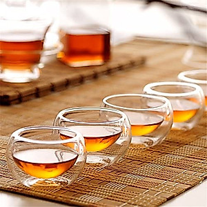 Luxtea Double-walled Borosilicate Teacup Glass Heat-resisting Tea Cup Hold 2 Oz, Set of 10