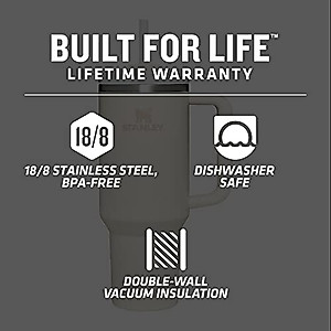 Stanley Quencher H2.0 FlowState Stainless Steel Vacuum Insulated Tumbler with Lid and Straw for Water, Iced Tea or Coffee, Smoothie and More, Cream , 40 oz