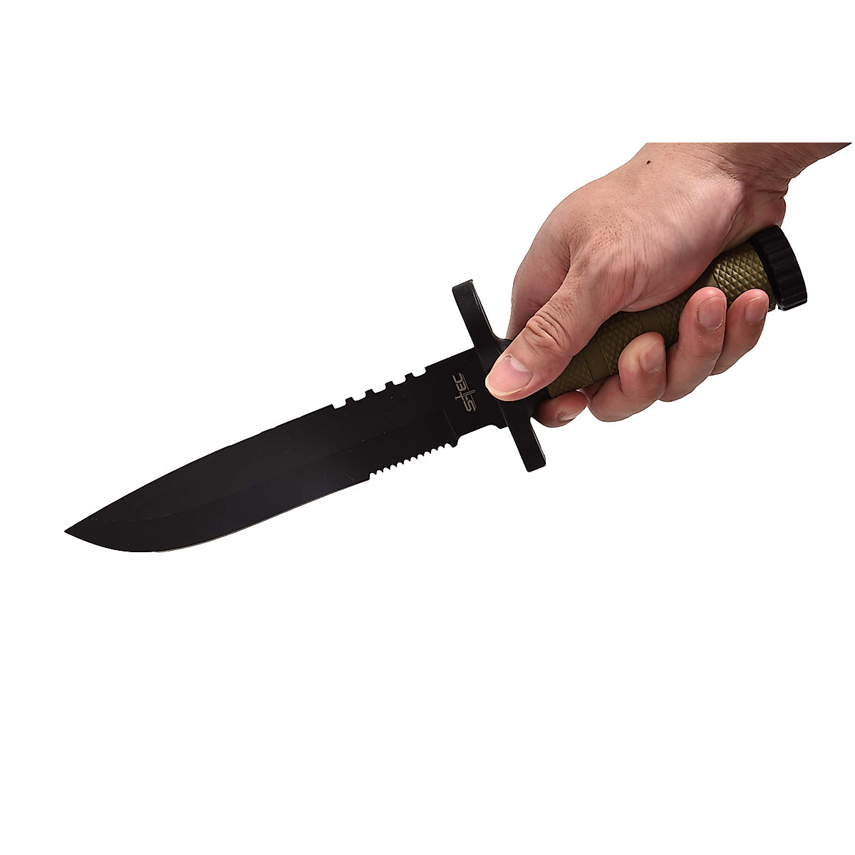 12.75" TACTICAL SURVIVAL Rambo Hunting FIXED BLADE For Practical Use Durable Knife Army Bowie w SHEATH (Style 2 Green)