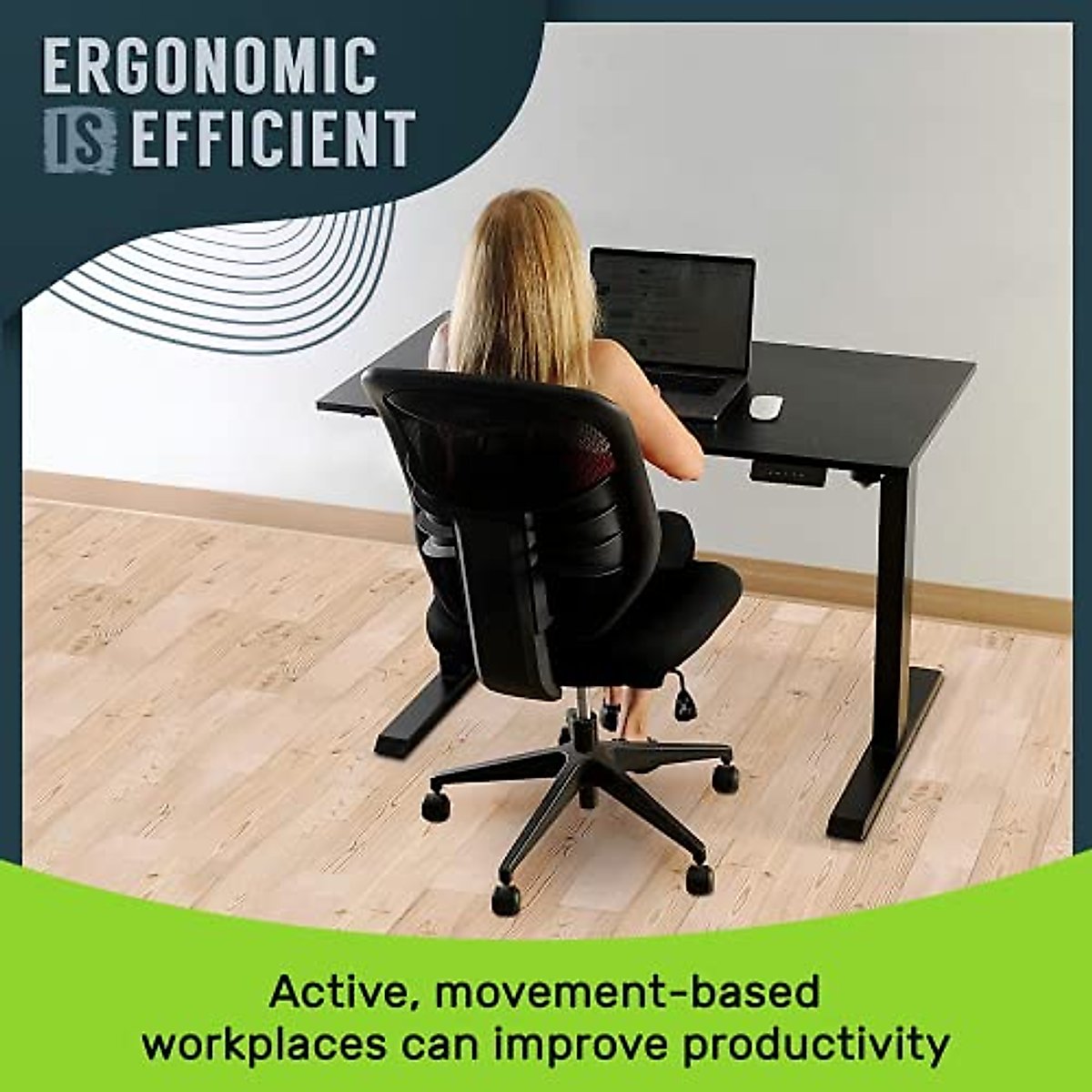 TechOrbits 47 Inch Electric Standing Desk Frame with Tabletop - Motorized Workstation Two Leg Stand Up Desk with Memory Settings and Telescopic Sit Stand Height Adjustment (Black Frame/Wood Brown Top
