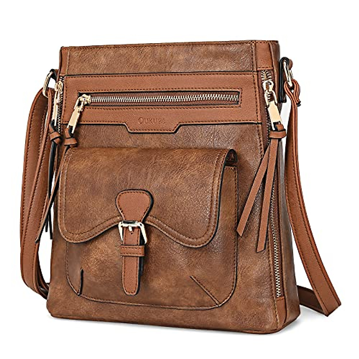 OUKUPA Crossbody Bag For Women Shoulder Handbag Messenger Bag Satchel Long Over Strap Tassel Zip Multiple Pockets Lightweight