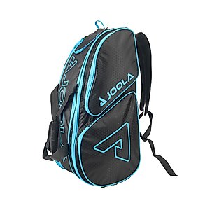 JOOLA Tour Elite Pickleball Bag – Backpack & Duffle Bag for Paddles & Pickleball Accessories – Thermal Insulated Pockets Hold 4+ Paddles - Includes Fence Hook Black/Light Blue