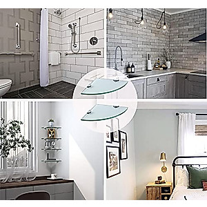SHUAIAIW Bathroom Corner Organizer Shelves Shower Caddy Shelf Wall Mount Set of 2 Tempered Glass Shelf Shower Holder for Shampoo and Soap Organizer Adhesive Corner Shelf No Drilling
