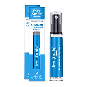 EverSmile AlignerFresh Cleaning Spray for Invisalign and All Clear Aligners and Retainers – On-the-Go Cleaning & Teeth Whitening, Kills Bacteria, Fights Bad Breath – Mint Flavor, 10ml (2 Pack)