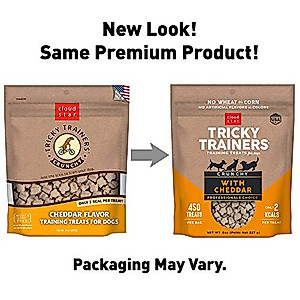 Cloud Star Tricky Trainers Crunchy Dog Training Treats 5 oz Pouch, Cheddar Flavor, Low Calorie Behavior Aid with 680 Treats