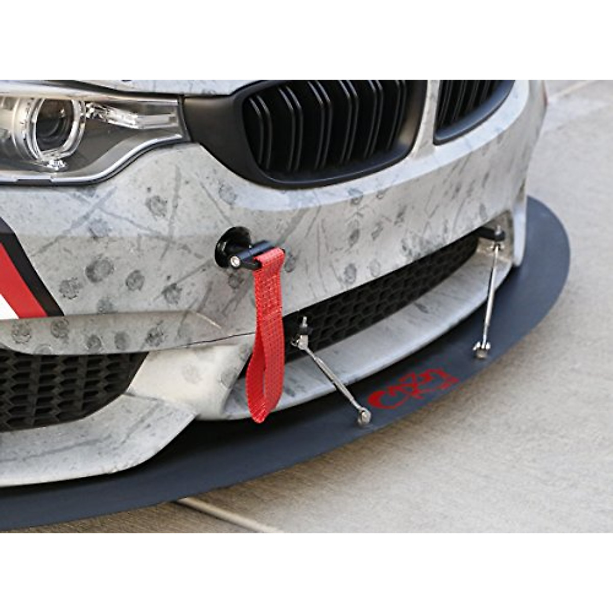 iJDMTOY Track Racing Style Red Tow Strap Compatible With BMW 1 3 5 Series X5 X6 & MINI Cooper (E36 E39 E46 E82 E90 E91 E92 E93 E70 E71 R50 R51 R52 R53 R55 R56 R57 R58 R59), Tow Hole Mount Nylon Loop