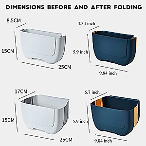 Hsxfl Hanging Trash Can for Kitchen, Mini Foldable Waste Bin Small Collapsible Garbage Can Under Sink, 3L Wall Mounted Folding Trash Bin for Cabinet/Bedroom/Car/Bathroom (White)