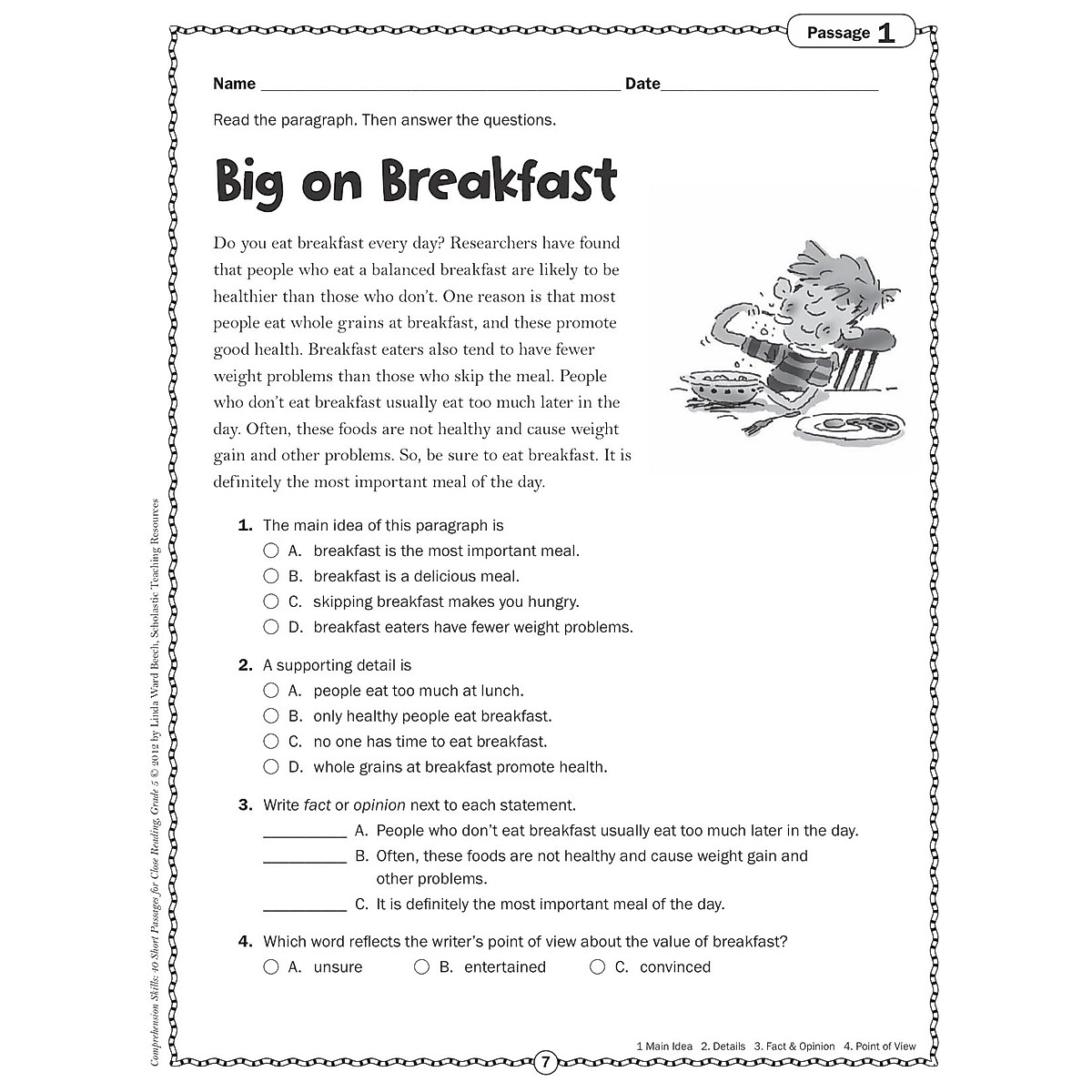 Scholastic Teaching Resources SC-546056 Comprehension Skills Gr 5 40 Short Passages For Close Reading