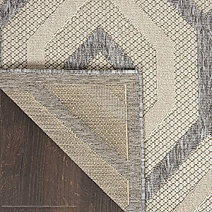 Nourison Palamos Indoor/Outdoor Cream 7'10" x 9'10" Area Rug, Easy-Cleaning, Non Shedding, Bed Room, Living Room, Dining Room, Backyard, Deck, Patio (8x10)